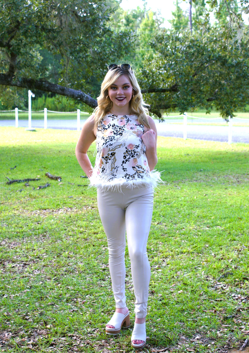 Watch Me Girl Feather Top – Sassi Frass Boutique