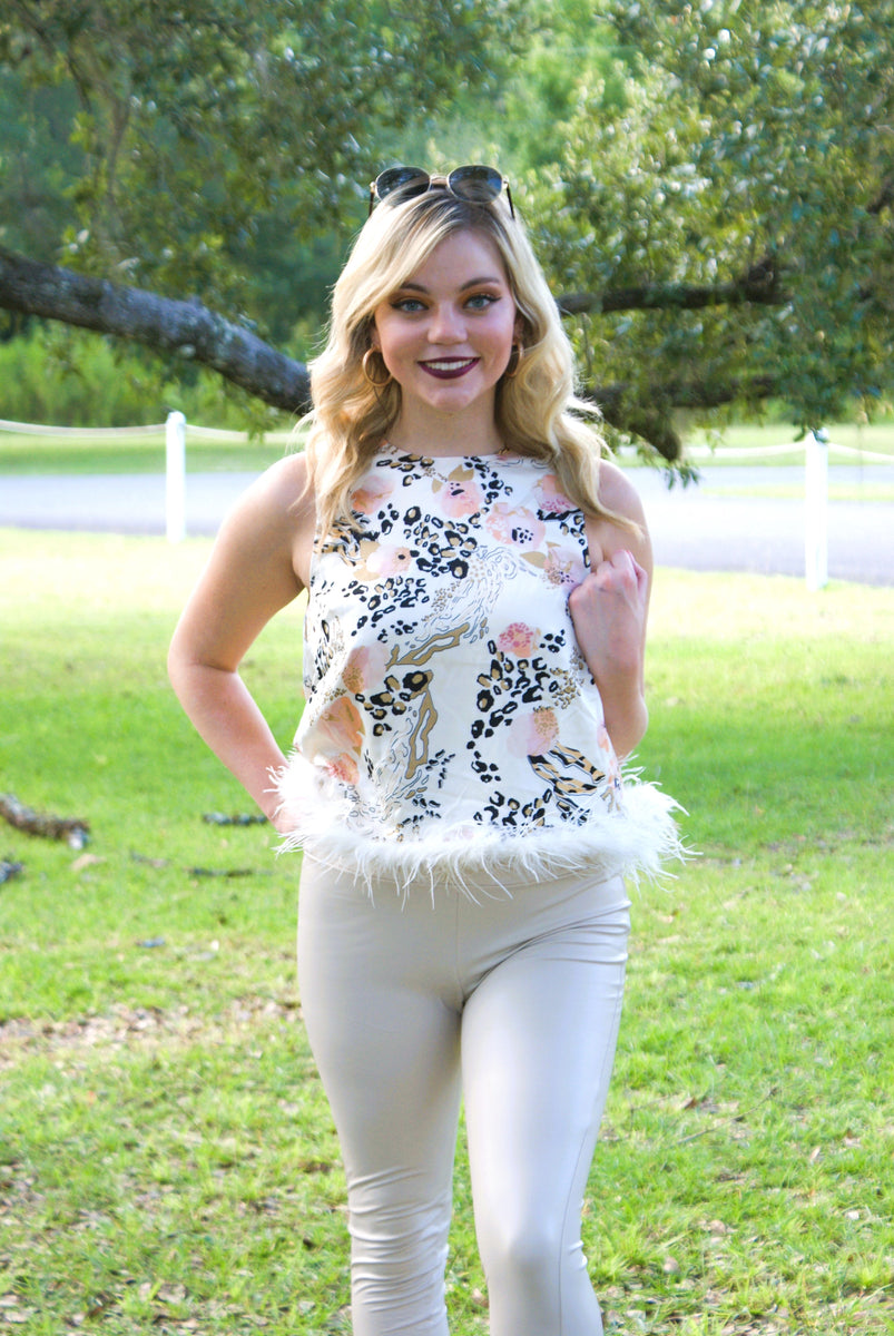 Watch Me Girl Feather Top – Sassi Frass Boutique